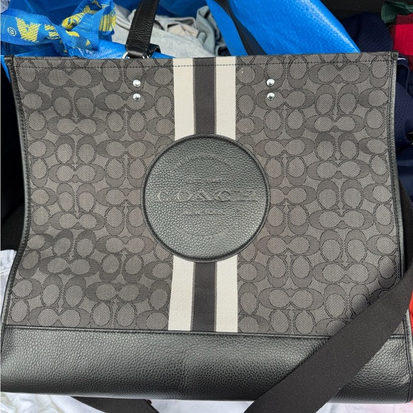 Coach | Bags | Coach Signature Black And Gray Messenger Bag | Poshmark